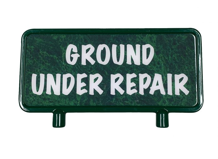aluminum fairway sign no carts drop zone repair divot ball marks replace