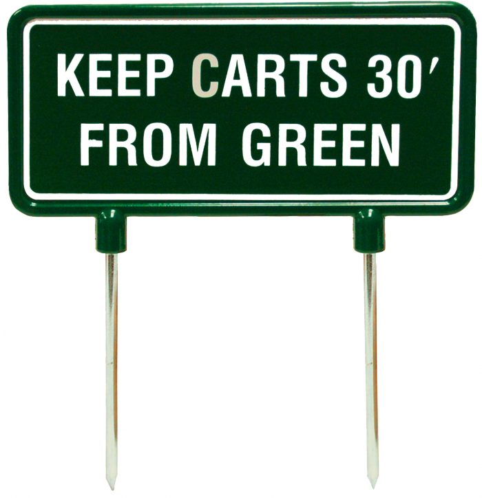 aluminum fairway sign no carts drop zone repair divot ball marks replace